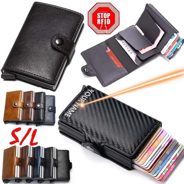 Newest RFID Blocking Men's Credit Card Holder Vintage Leather Bank Card ...