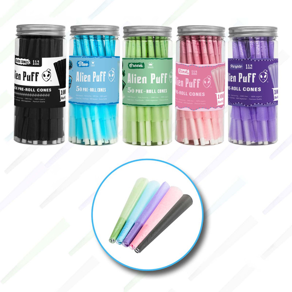 AlienPuff Roll Paper with Tips Colorful Translucent Thin Pre-rolled ...