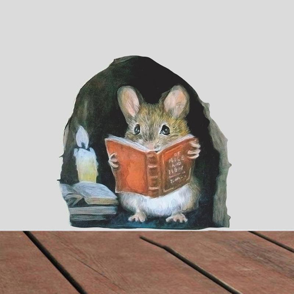 3pcs Realistic Mouse Hole Wall Stickers for Corner Stairs Funny Home ...