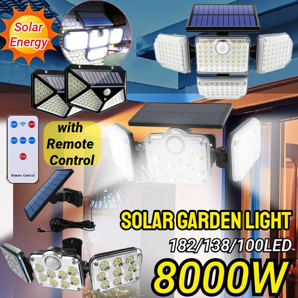 8000W Solar Lights Outdoor LED Wall Lamp with Adjustable 4 Heads ...