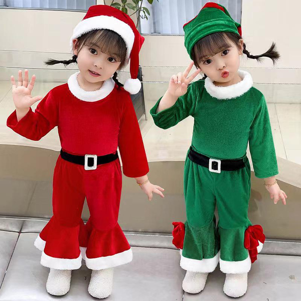 Carnival kids Christmas Elf Costume New Year Velvet Xmas Christmas ...