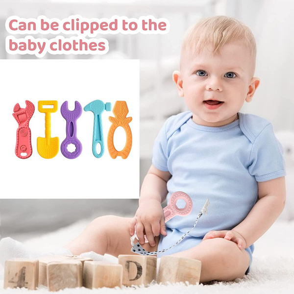 Soft Silicone Teething Toys for Toddlers Infant Hammer Wrench Spanner ...