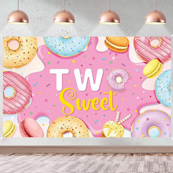 Donut 2st Birthday Party Photography Background Two Sweet Birthday ...