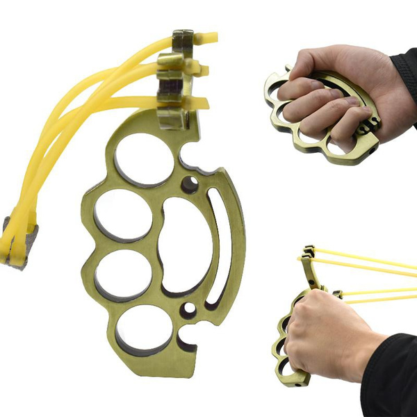 Metal Two-card Rubber Band Slingshot Outdoor Hunting Catapult Self ...