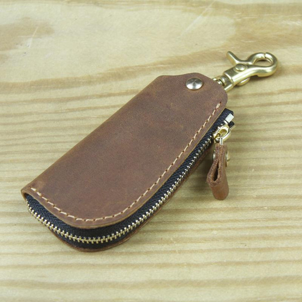 Vintage Genuine Leather Car key holder Men Leather Key wallet Keychain ...