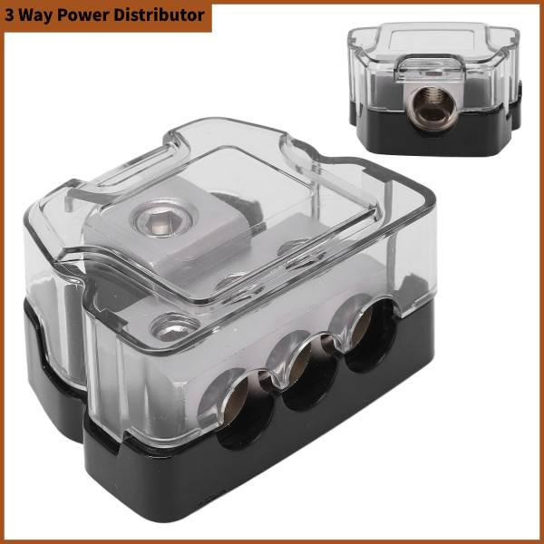 3 Way Power Distribution Block Ground Distributor Audio Splitter 0 Gauge In 4 Gauge Out