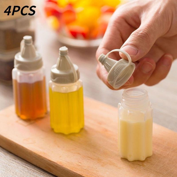 4 Piece Transparent Seasoning Box, Extrudable Sauce Bottle, Bento Box ...
