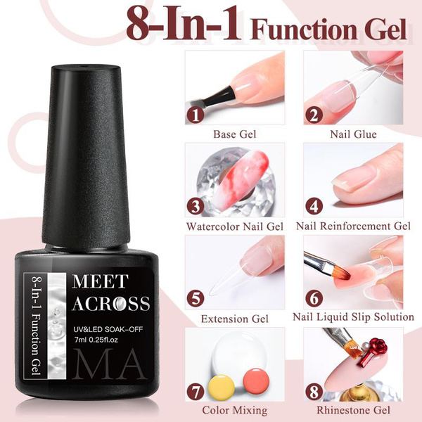 MEET ACROSS 8-in-1 Nail Glue Gel Nail Polish Transparent Clear 7ml ...