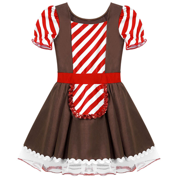 Kids Girl Gingerbread Man Dress Up Children Halloween Cosplay Party ...