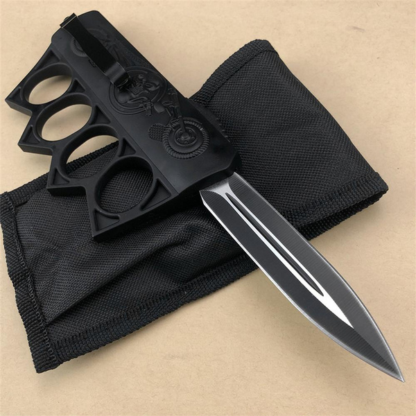 Hunting Skull Knuckle Duster Ring Knife Automatic Boxing OTF Knife ...