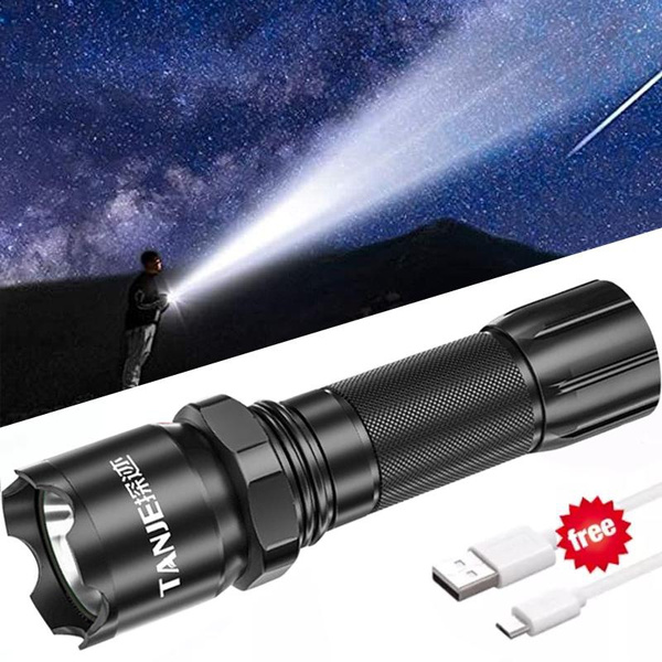 Ultra Bright Portable Flashlight Waterproof Telescopic Zoom Tactical ...