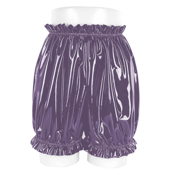 Exotic Shiny PVC Bloomers Hotpants Elastic Bands Faux Latex Shorts ...