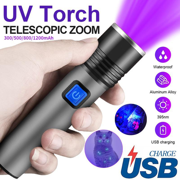 Mini Aluminum Portable 300/500/800/1200mAh UV Ultra Violet 1LED uv Flashlight Torch Light Lamp ...
