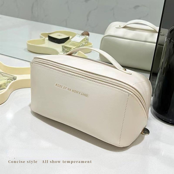 Large Travel Cosmetic Bag for Women Leather Makeup Organizer Female ...