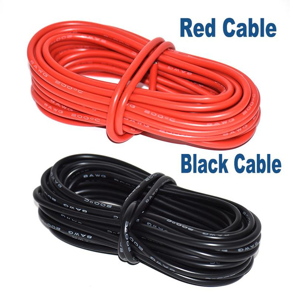 Car Battery Cable New 1m-long Soft Silicone Cable 10AWG-5.3mm2 8AWG-8 ...