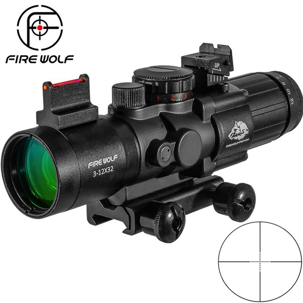 FIRE WOLF 3-12X32 Riflescope 20mm Dovetail Reflex Optics Scope Tactical ...
