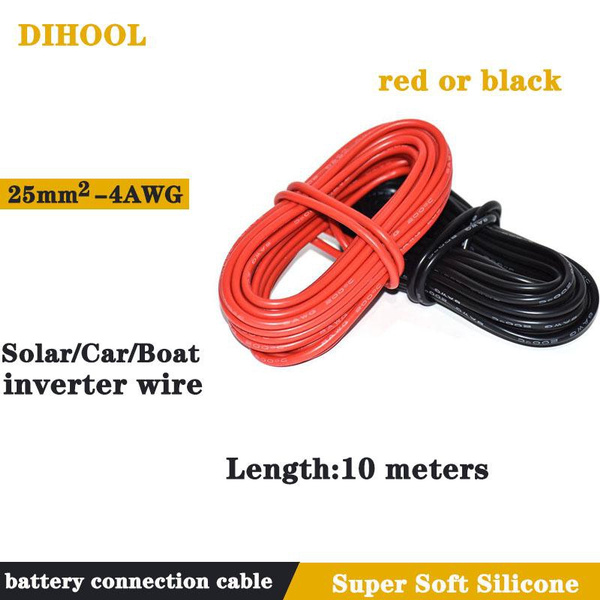 Car Battery Cable 10 Meters Long Super Soft Silicone Cable 4AWG - 25mm2 ...