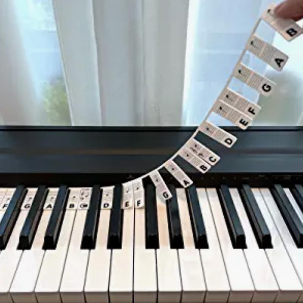 88-Key Full Size Silicone Piano Notes Guide for Beginner Removable ...