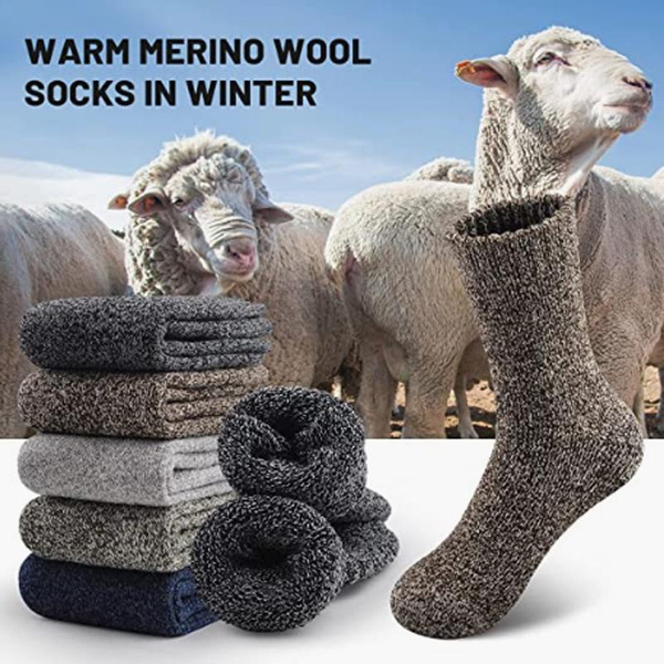 1Pair Merino Wool Socks for Men Women Thick Winter Wool Hiking Socks ...