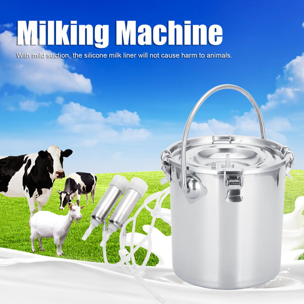 Electric Milking Machine Kit, 7L Portable Pulsating Stainless Steel ...