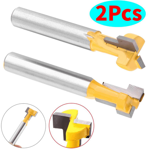 Slot Cutter, 2Pcs Yellow T-Slot Cutter Router Bit For 3/8''&1/2 ...