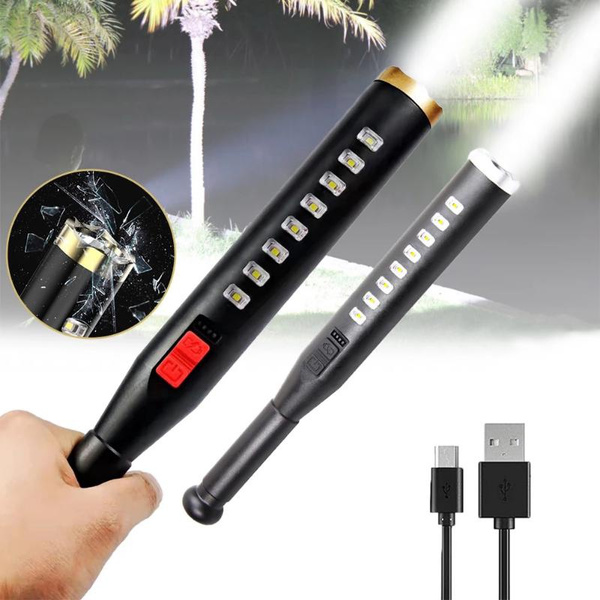 Recharge LED Flashlight Torch Self-Defense Baseball Bat Adjustable ...