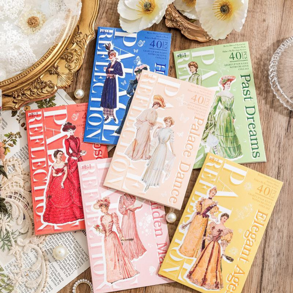 40Pcs Copperplate Paper Dress Figure Sticker Palace Image Series ...