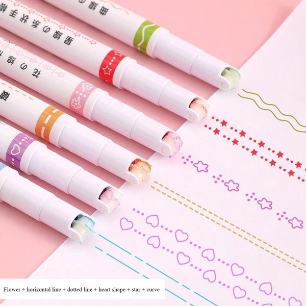 Colored Curve Pens for Note Taking, Dual Tip Markers with 6 Different ...