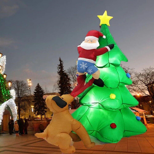 Christmas Yard Decorations, Dog Bite Santa Christmas Tree LED Growing I ...