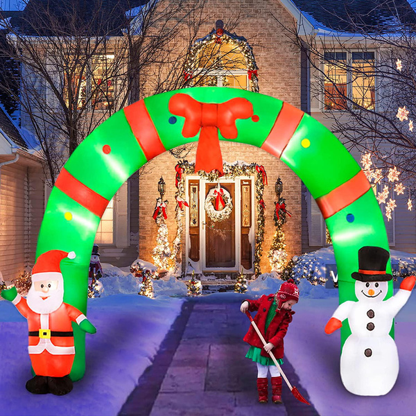 Lighted Christmas I atable Archway Arch With Santa And Snowman Cute ...