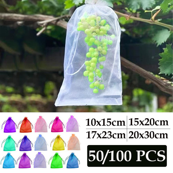 100pcs Strawberry Grapes Fruit Grow Bags Netting Mesh Vegetable Plant ...