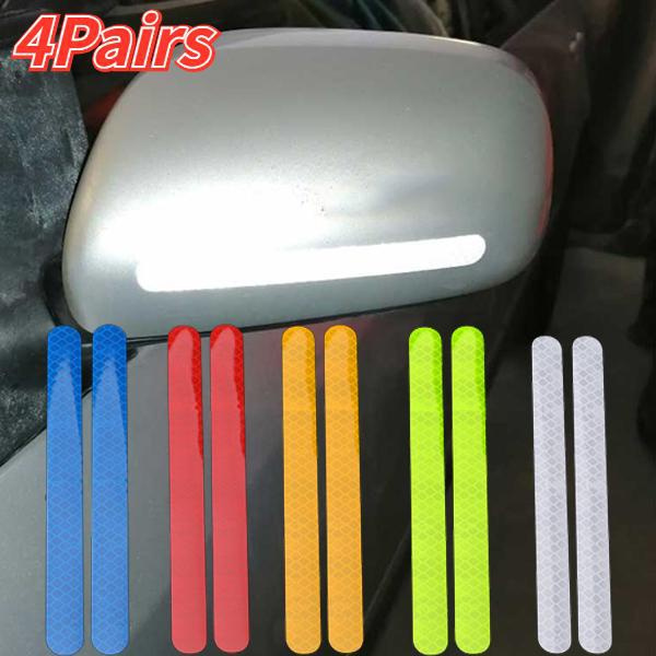 4Pairs Car Stickers Reflector Rearview Mirror Reflective Tape Car ...