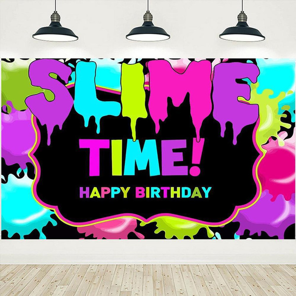Colorful Graffiti Slime Time Theme Birthday Party Backdrop Banner ...