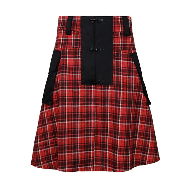 Mens Utility Kilt Plaid Scottish Skirt Irish Tartan Hybrid Royal