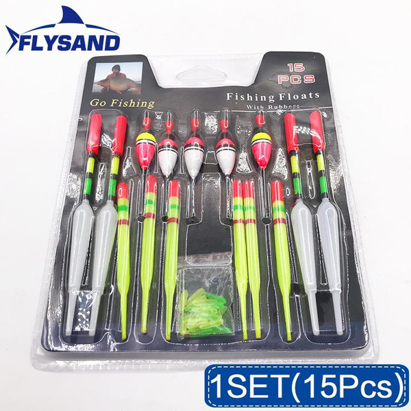 FLYSAND 1SET(15Pcs) Fishing Floats Set Assorted Sizes Lot Fishing Lure ...