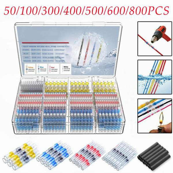 50/100/300/400/500/600/800Pcs Solder Sealed Heat Shrink Wire Connector ...
