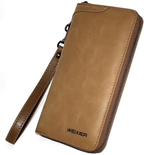 Men's Clutch Bag, Genuine Leather Long Wallets for Men, RFID Blocking ...