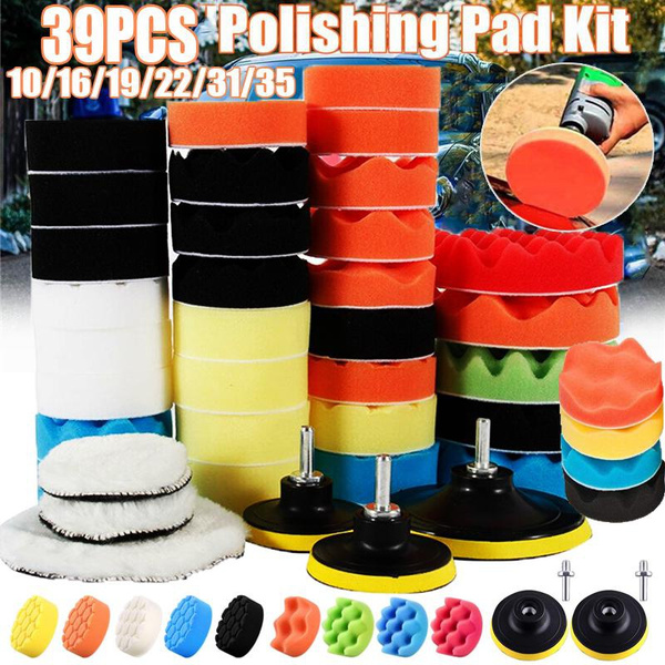 39/35/31/22/19/16/10PCS/SET Durable Polishing Pad Kit Sponge Waxing ...