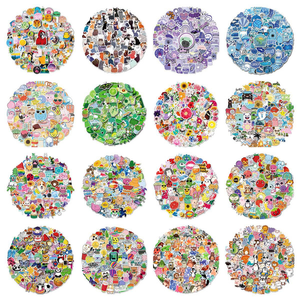 100pcs Funny Cute Cartoon Flowers Animals Vsco Girl Stickers For Laptop ...