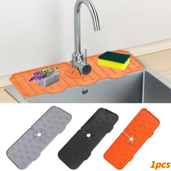 Silicone Kitchen Sink Faucet Splash Guard Handle Drip Collection Tray ...
