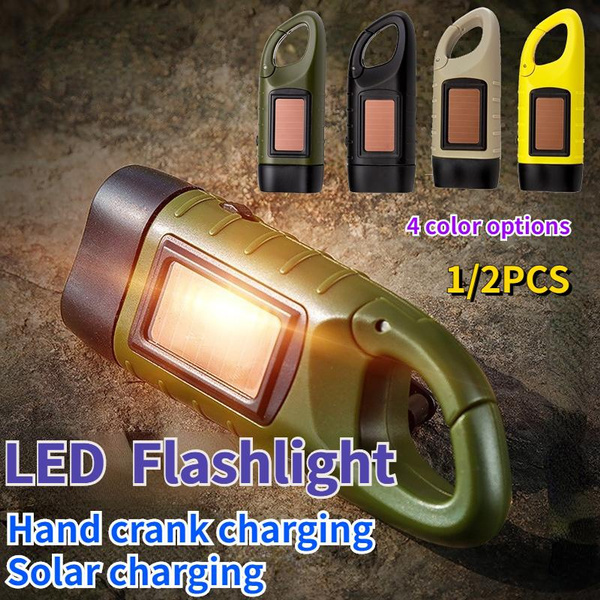LED Solar Flashlight Portable Flashlight Hand Crank Solar Survival Gear ...