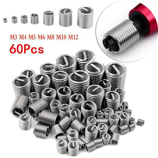 60pcs Wire Thread Inserts Stainless Steel Helical Type Coiled Wire Screw Repair Threaded Sleeve ...