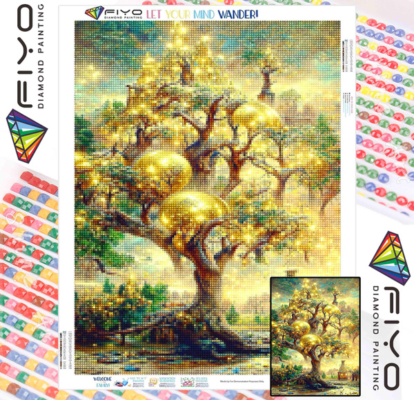 FIYO Golden Tree Diamond Painting Kits For Adults DIY 5D Diamond Mosaic ...