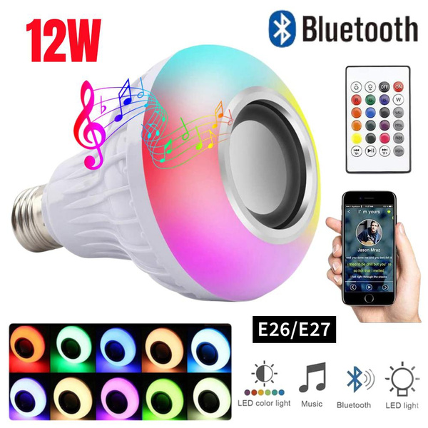 12W RGBW LED Smart Music Bulb E26/E27 Bluetooth Speaker Light Bulbs ...