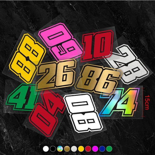 1PC, 15CM Car Digital Reflective Sticker Team Car Sticker Number ...