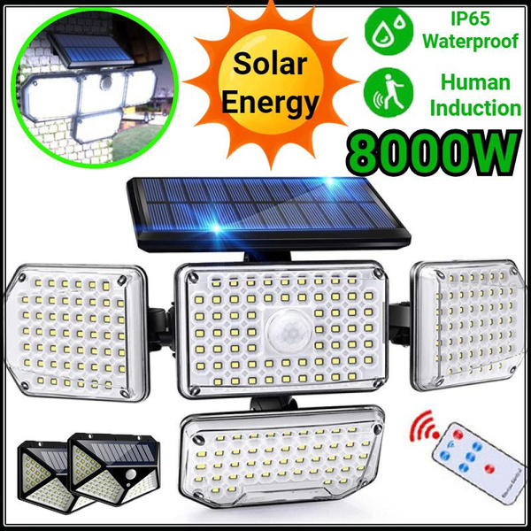 2022New Solar Lights Outdoor 182/100 LED Wall Lamp with Adjustable 4 ...