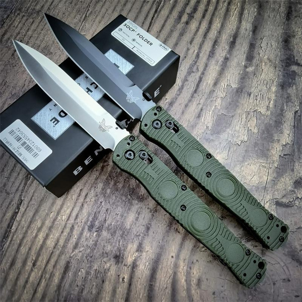 391GN Benchmade Socp Pocket Folding Knife Thin S35V Sliver\Black Blade ...