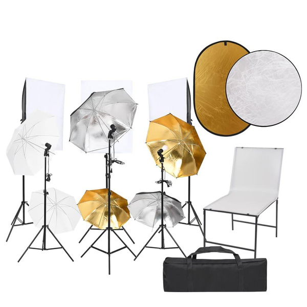 Photo studio set with lighting, shooting table and reflector | Wish