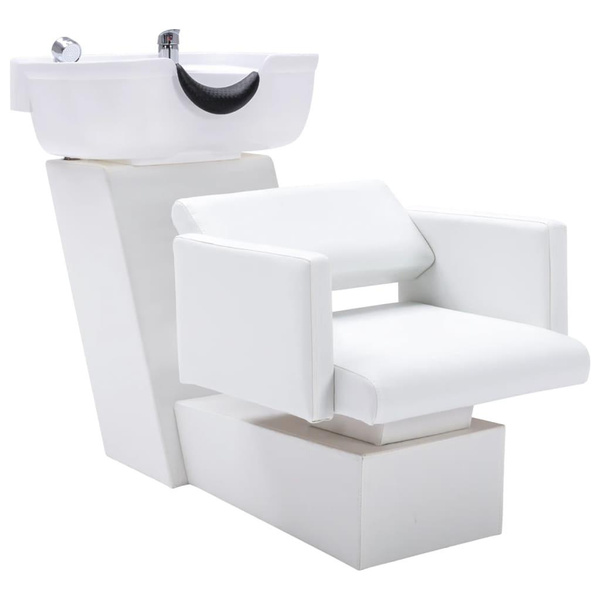 Barber chair with washbasin White 129x59x82 cm imitation leather | Wish
