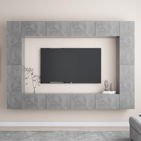 8 Piece TV Cabinet Set Concrete Grey Engineered Wood | Wish